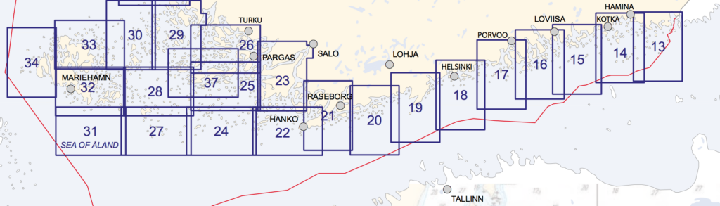 Finnish coastal charts 22-37 "Archipelago Sea"